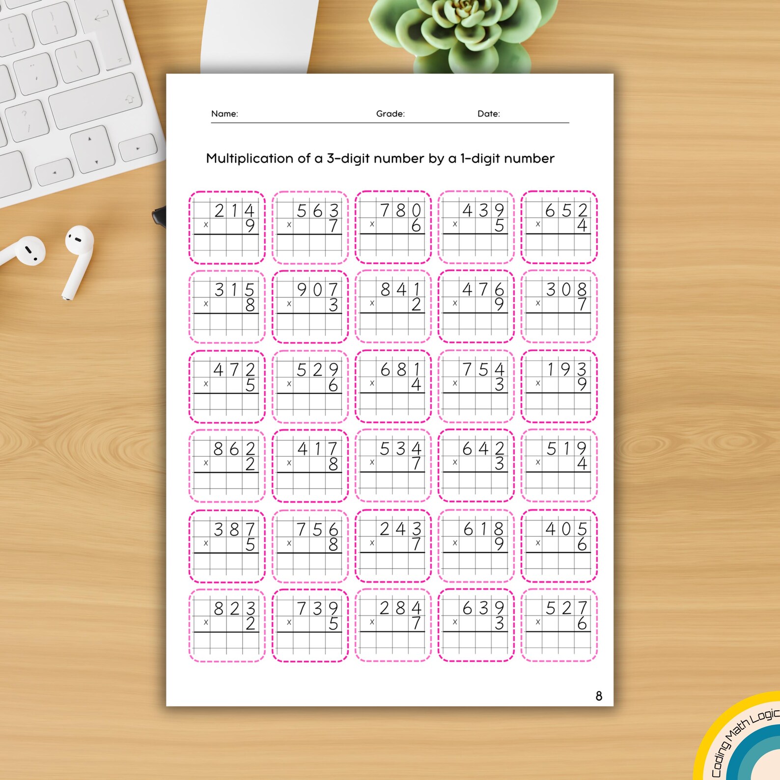 Multi-digit Multiplication: 2 & 3 Digit Math Drills, Printable Teacher ...