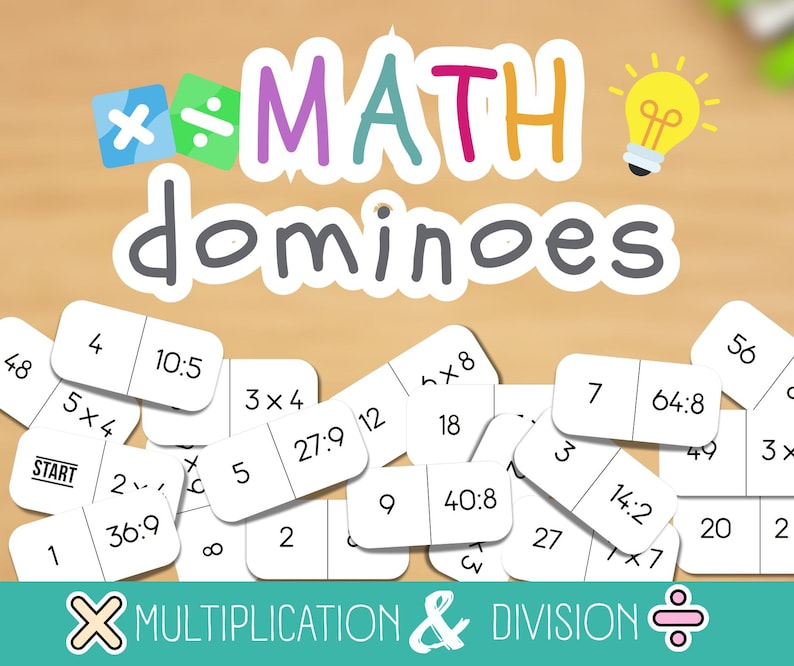 Multiplication & Division Dominoes Printable Math Games (2nd-3rd Grade ...