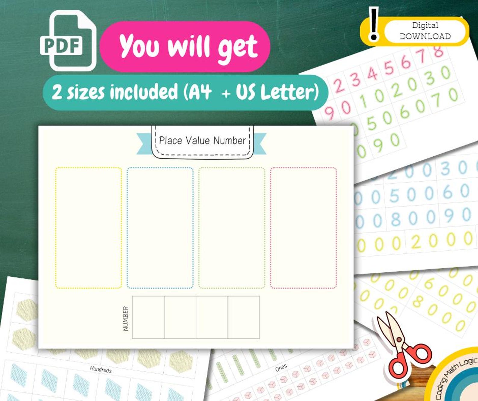 Place Value Number Montessori Math Number Cards Make 0-9999 - Etsy