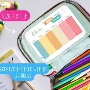 Personalized School Timetable for Kids Printable Weekly Class Schedule ...