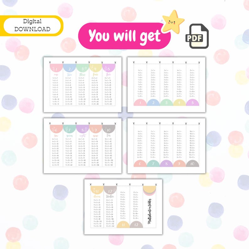 Multiplication Tables Flashcards 1-12 Kids Times Tables Card Set - Etsy