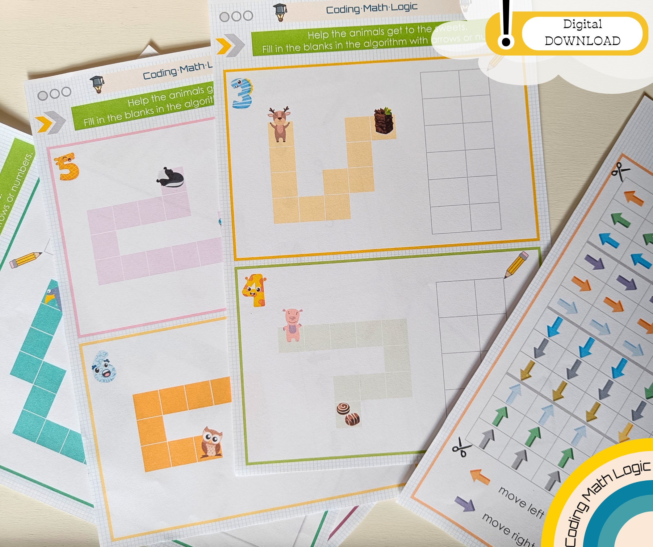 Coding for Kids Worksheet: Arrows Logic Game (digital Download) - Etsy