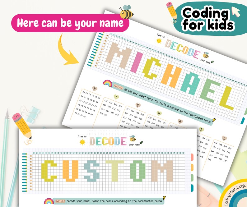 Coding for Kids Decoding Worksheet Custom Name Worksheets Name Practice ...