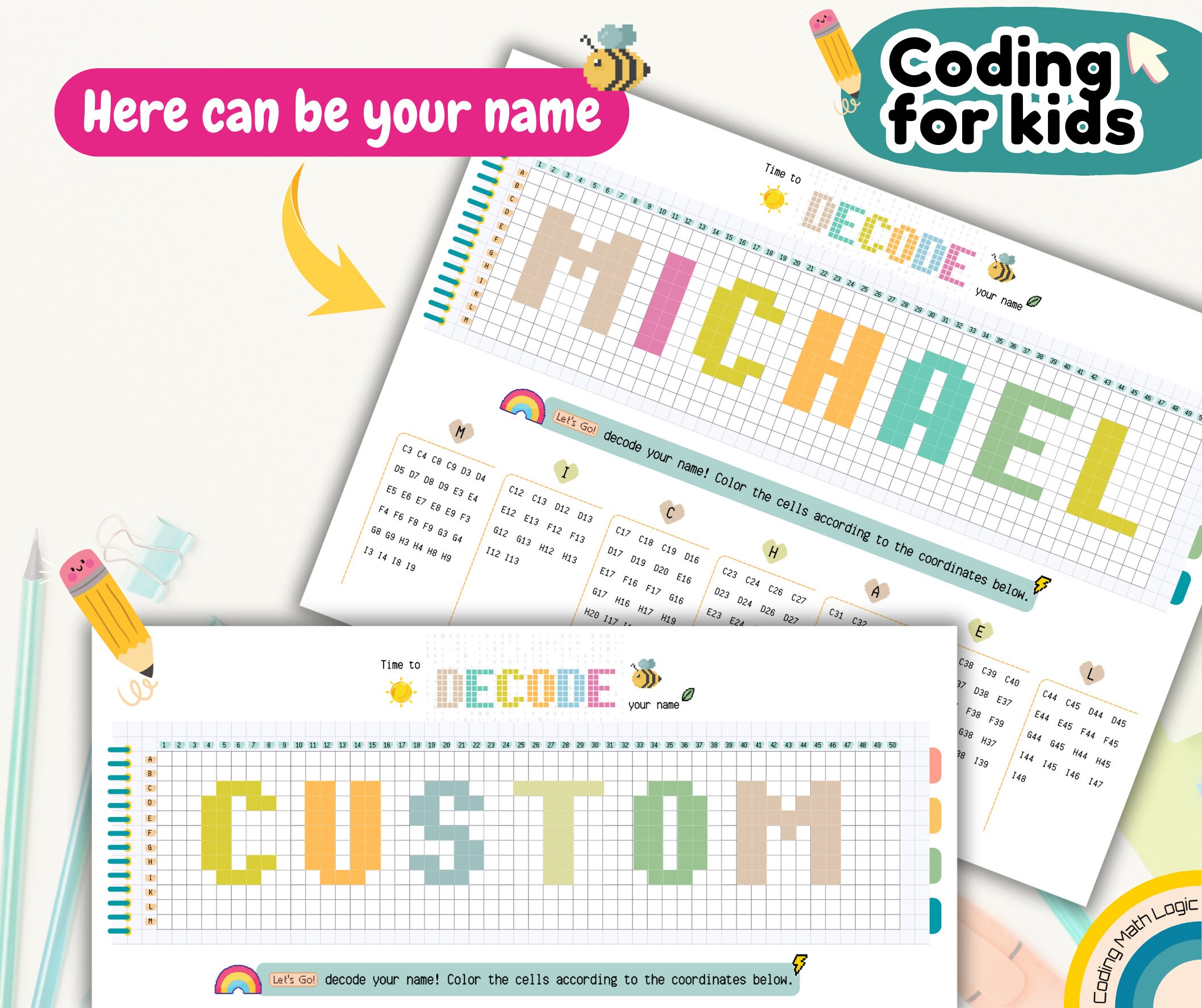 Coding for Kids Decoding Worksheet Custom Name Worksheets Name Practice ...