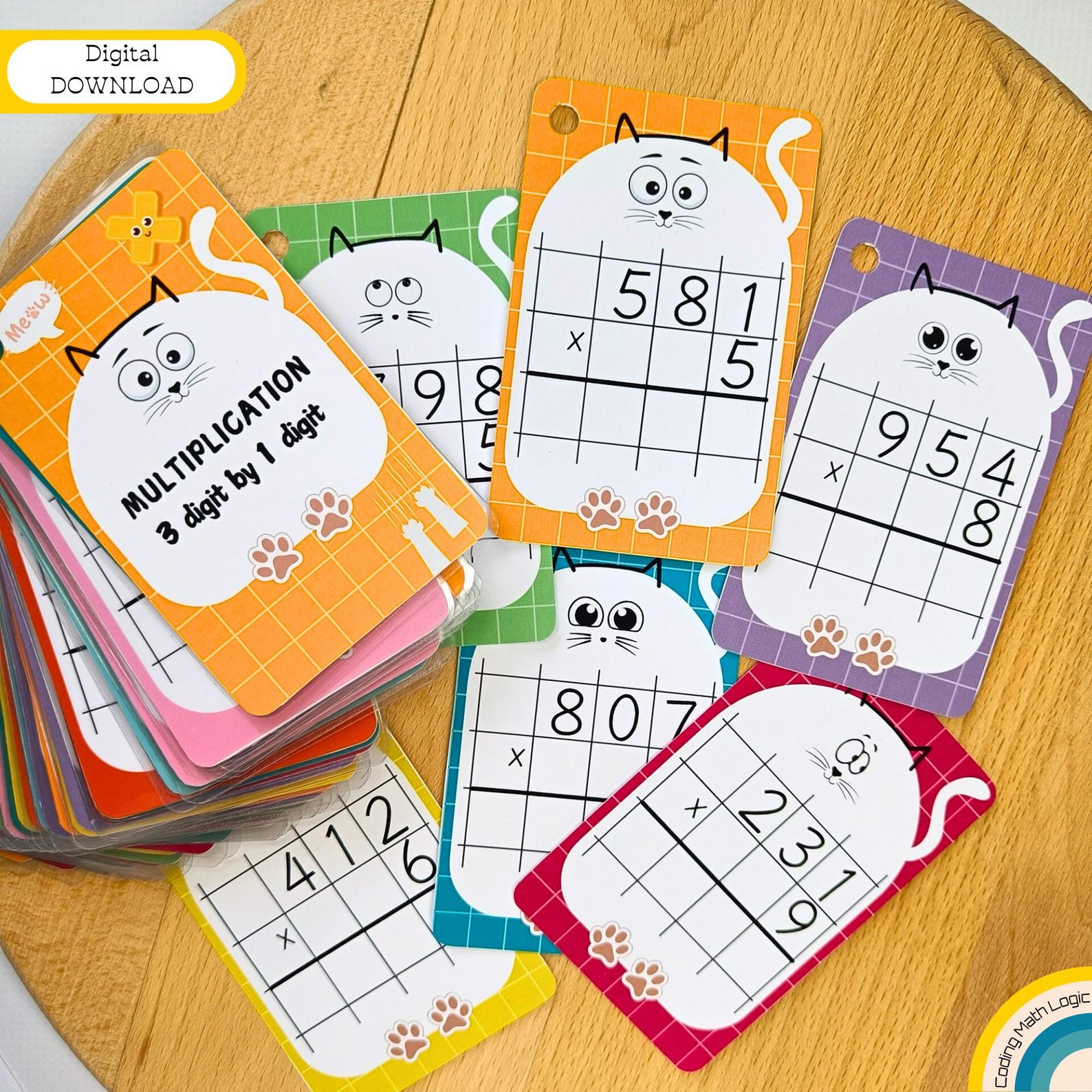 Multiplication Task Cards: 3-digit by 1-digit Math (PDF Download) - Etsy