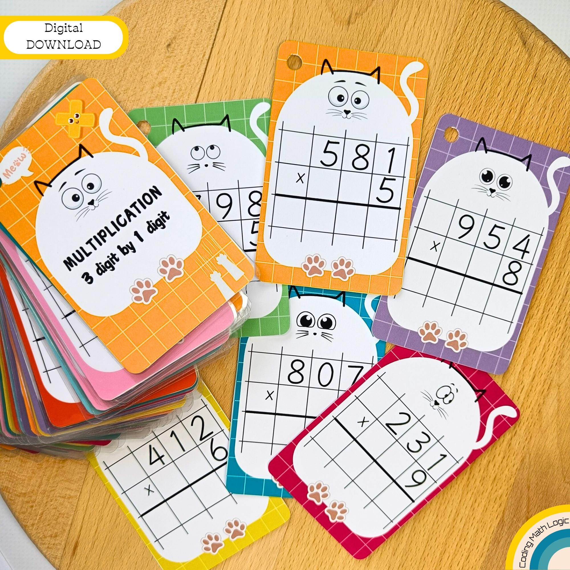 Multiplication Task Cards: 3-digit by 1-digit Math (PDF Download) - Etsy