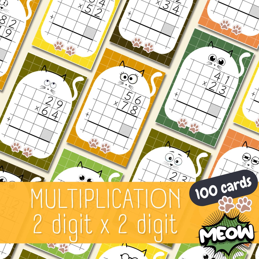 Tarjetas didácticas de multiplicación de 2 dígitos x 2 dígitos ...
