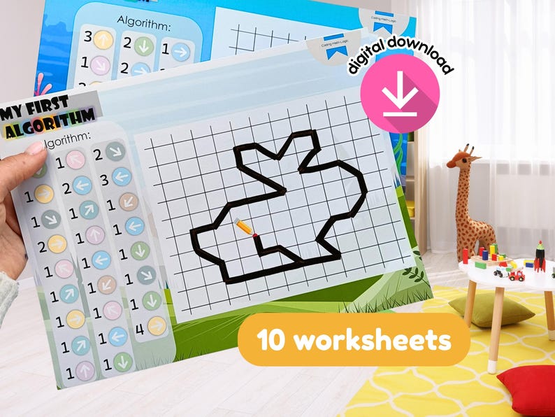 Graphic Dictation Worksheets for Kids, Animal Grid Drawing Pixel Art ...