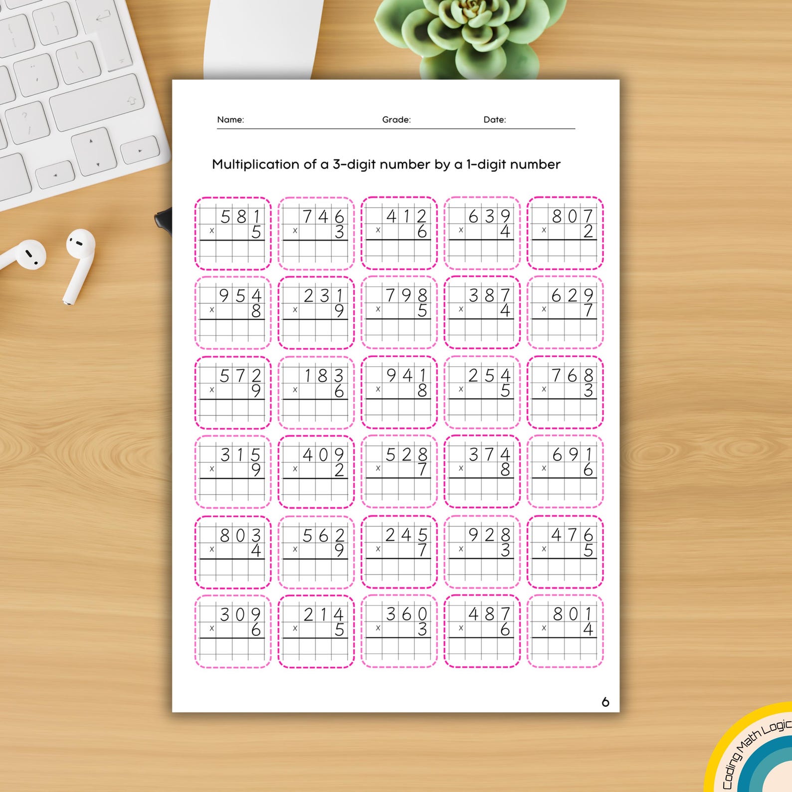 Multi-digit Multiplication: 2 & 3 Digit Math Drills, Printable Teacher ...