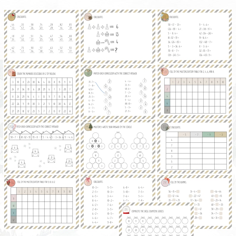 Advent Calendar Math MATH Worksheets Christmas Math Addition ...