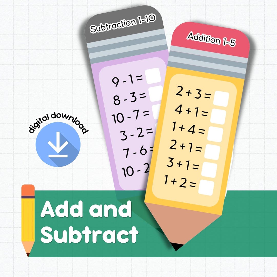 Addition Subtraction Flashcards: Montessori Math Printables - Etsy