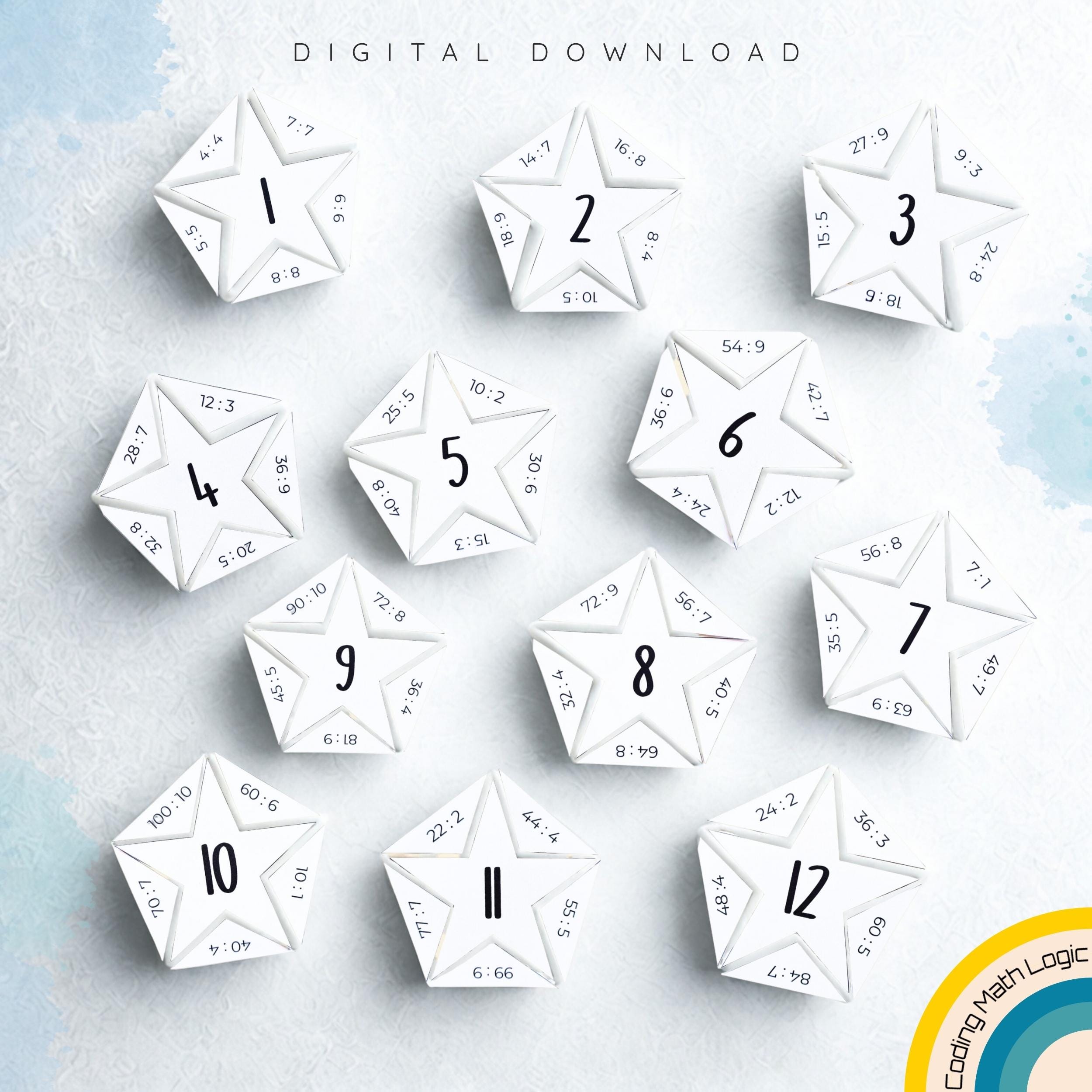 Math Puzzle Game – Printable Division Stars – Fun Cut and Solve ...
