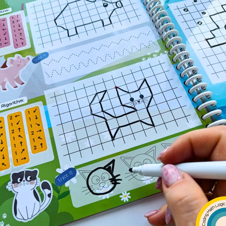 Preschool Workbook Wipe Clean Book Coding Busy Book for Kids Homeschool ...