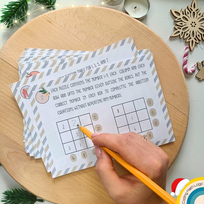 Advent Calendar Math MATH Worksheets Christmas Math Practicing Addition ...
