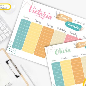 Personalized School Timetable for Kids Printable Weekly Class Schedule ...