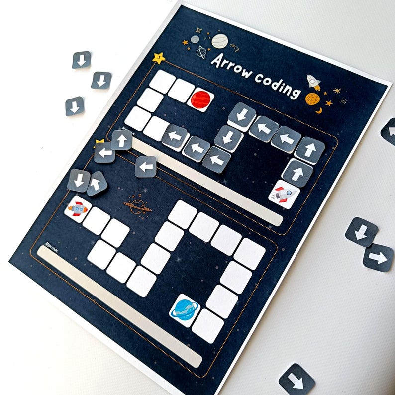 Space Coding Worksheets: Arrow Coding, Preschool Printable (digital ...
