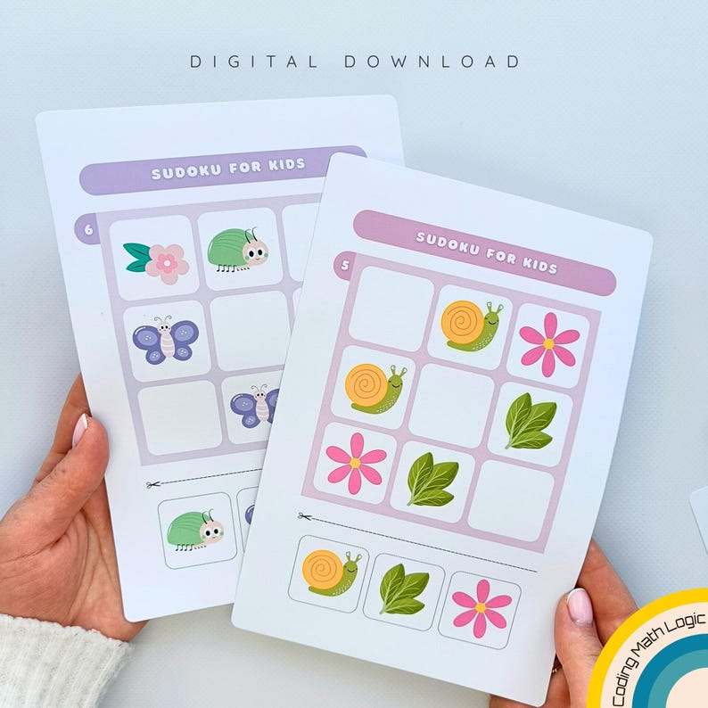 Printable Spring Sudoku Puzzles for Kids: Easy 3x3, 4x4 Grids (PDF) - Etsy