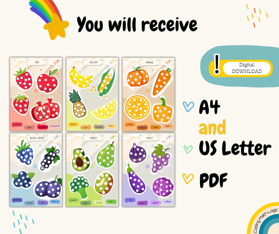 Rainbow Colors Playdough Mats: Toddler Learning Activity (PDF) - Etsy