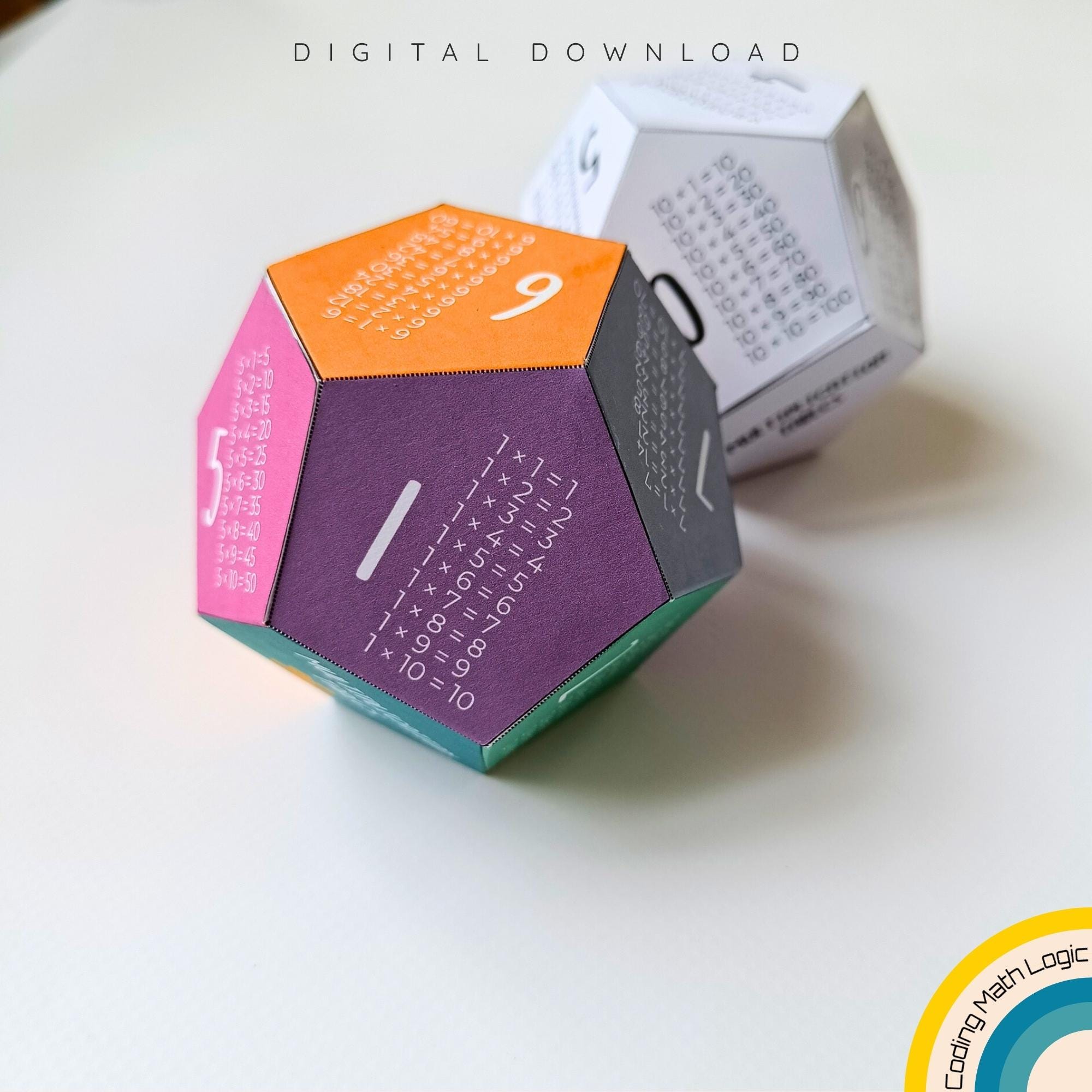 DIY Math Game for Kids: Multiplication Table Dodecahedron 3D Paper ...