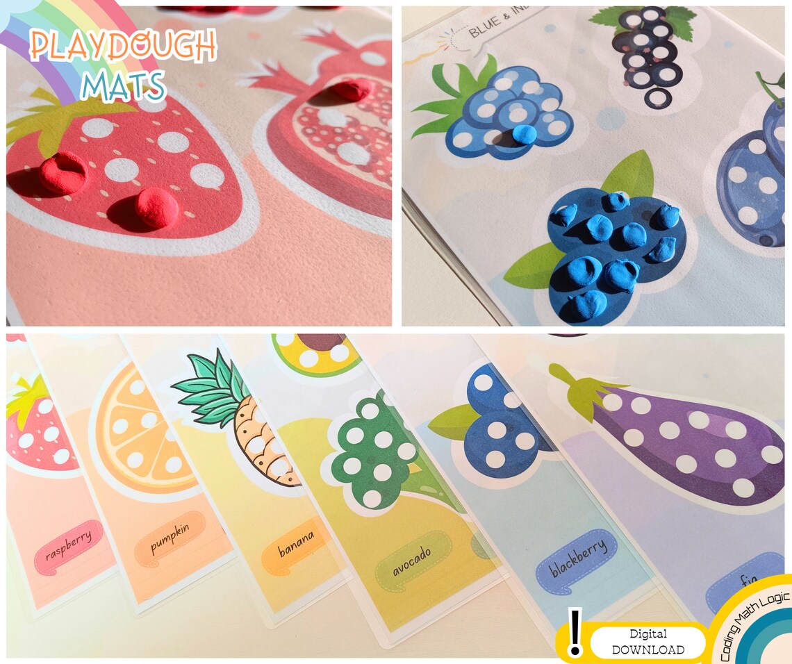 Playdough Mats Rainbow Colors Printable Playdough Activity toddler ...