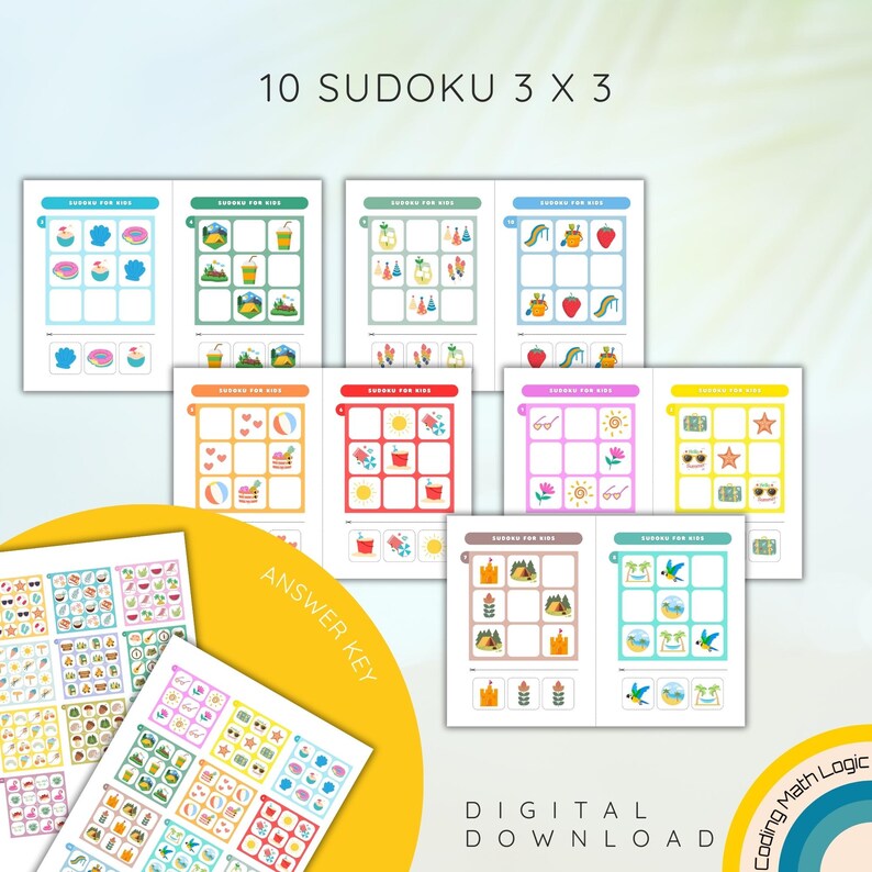 Summer Sudoku for Kids: Logic Puzzles, Brain Activity (PDF) - Etsy