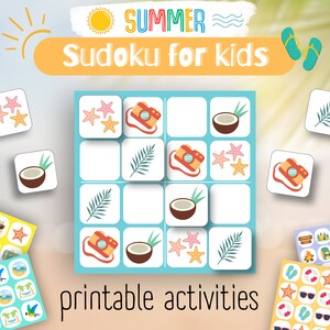 SUMMER Sudoku for Kids Summer Activities for Kids Kids Sudoku 4x4 ...