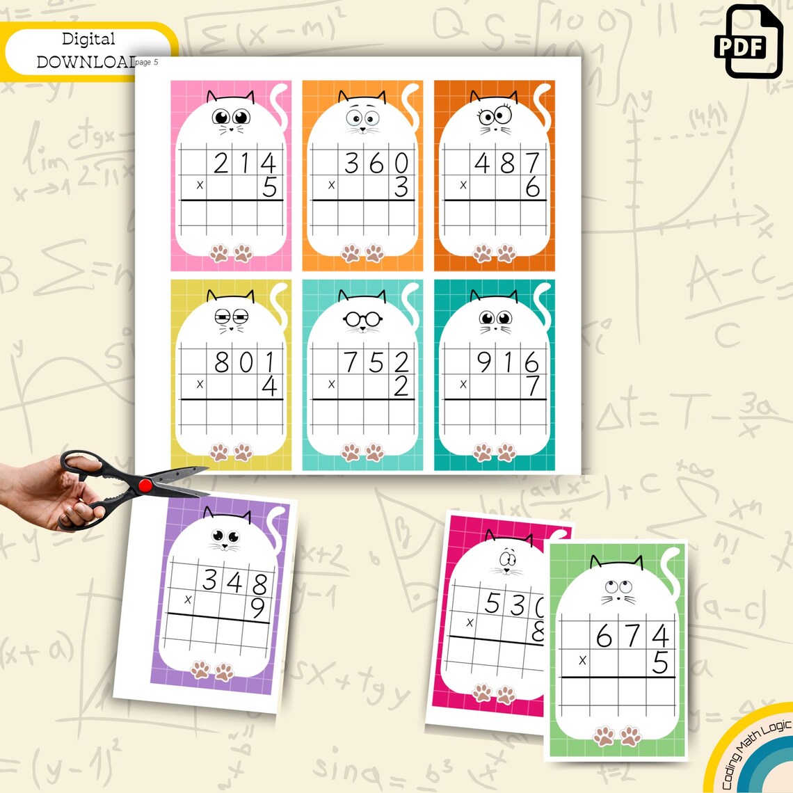 Multiplication Task Cards: 3-digit by 1-digit Math (PDF Download) - Etsy