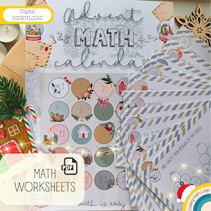 Advent Calendar Math MATH Worksheets Christmas Math Practicing Addition ...