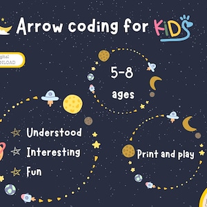 Space Coding Worksheets: Arrow Coding, Preschool Printable (digital ...