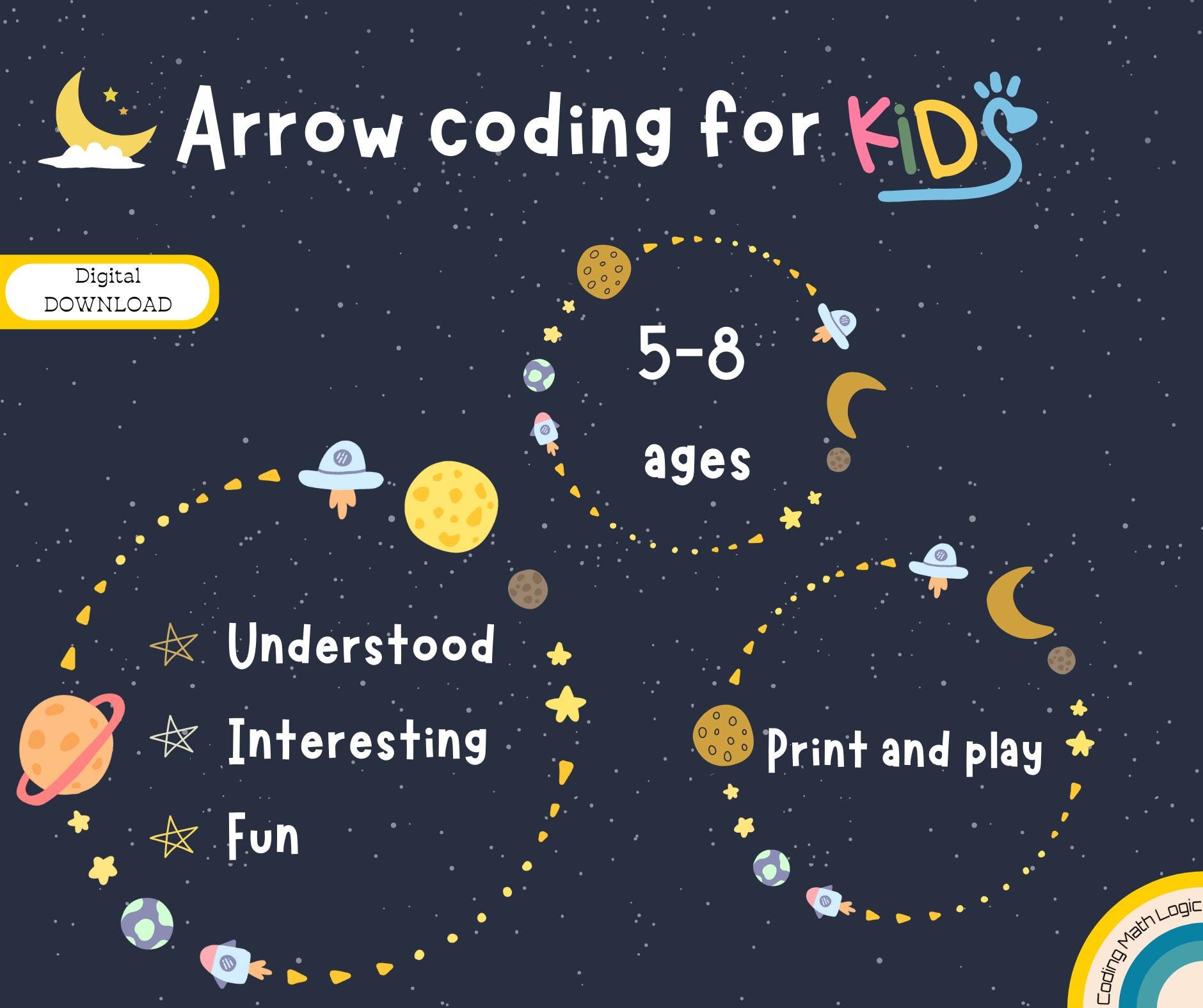 Space Coding Worksheets: Arrow Coding, Preschool Printable (digital ...