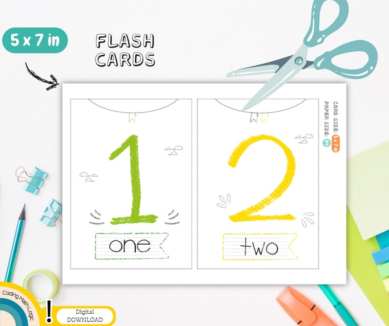 Number Flashcards Preschool Counting Flashcards Number Cards 1-10 ...