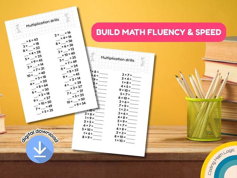 Multiplication Worksheets Pack: 100+ Printable Pages for Math Mastery ...