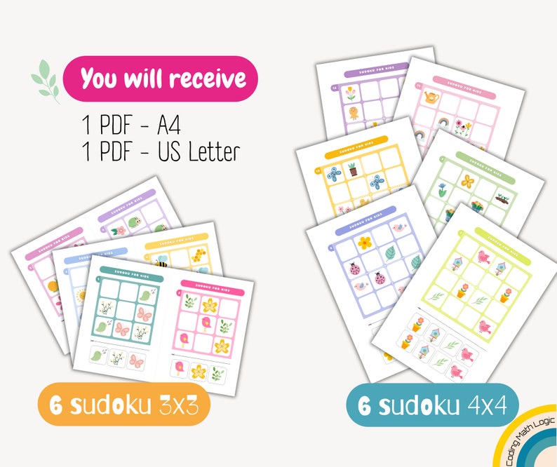 Printable Sudoku Puzzles for Kids Easy 3x3 and 4x4 Grids Activities for ...