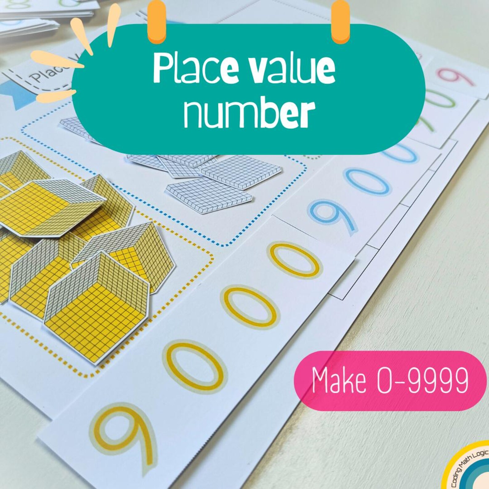 Place Value Number Montessori Math Number Cards Make 0-9999 - Etsy