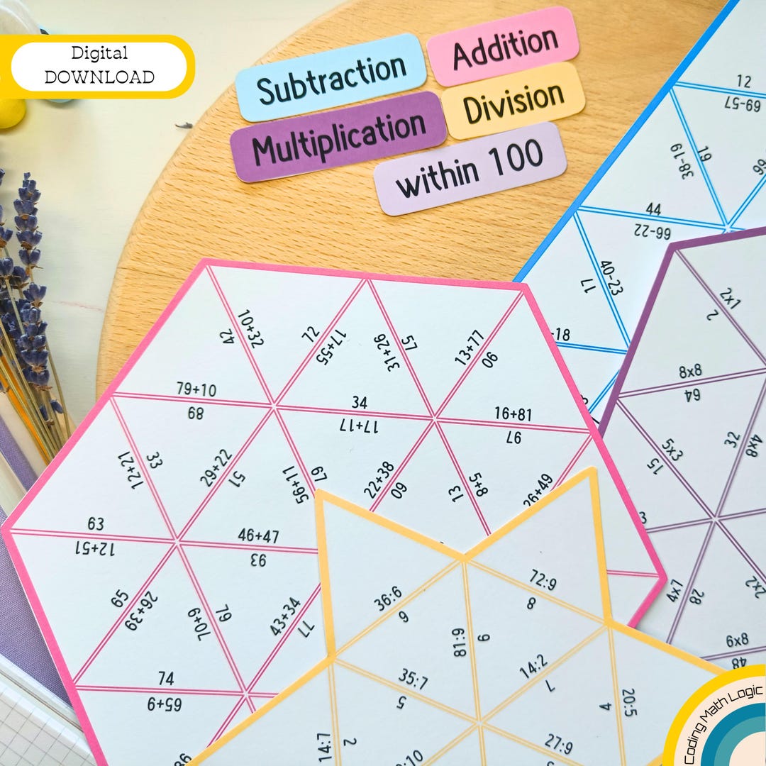 Printable Math Puzzles Addition Subtraction Multiplication Division ...