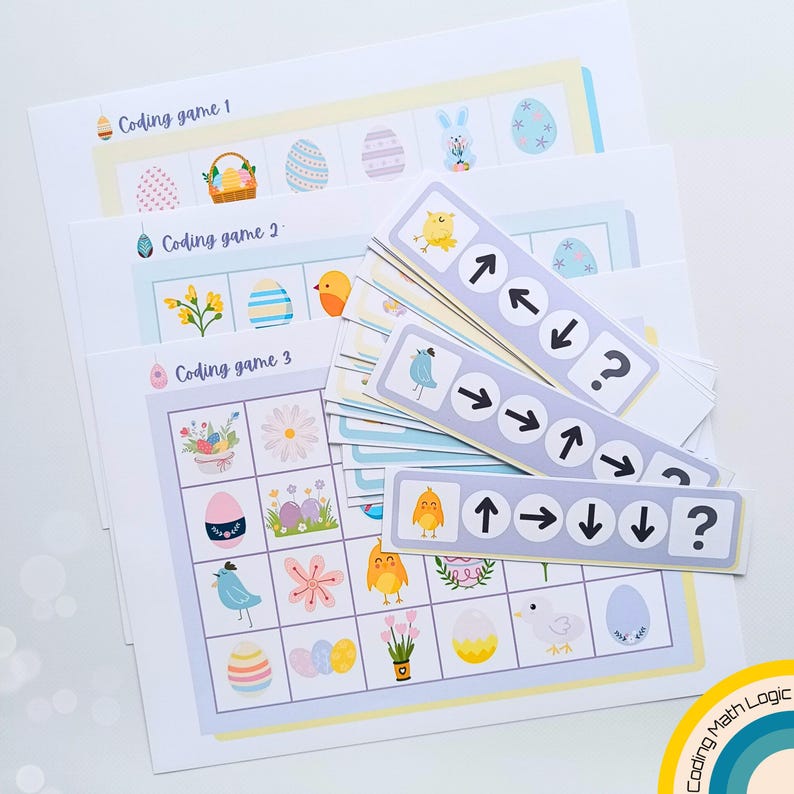 Easter Activity Preschool Coding for Kids: Spring Logic Games Bundle With Worksheets and ...