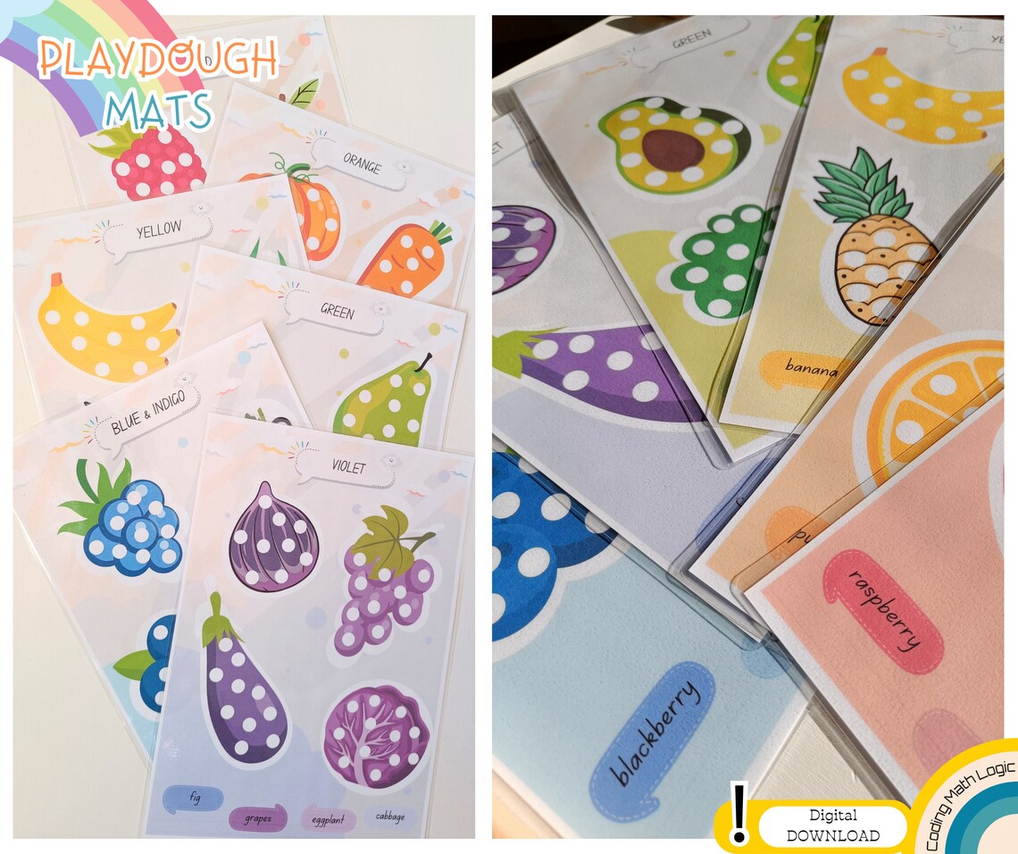 Playdough Mats Rainbow Colors Printable Playdough Activity toddler ...