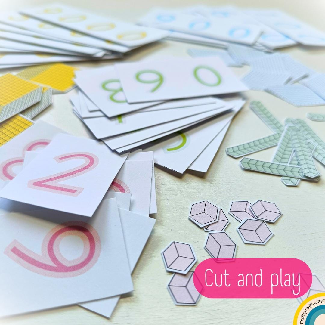 Place Value Number Montessori Math Number Cards Make 0-9999 - Etsy