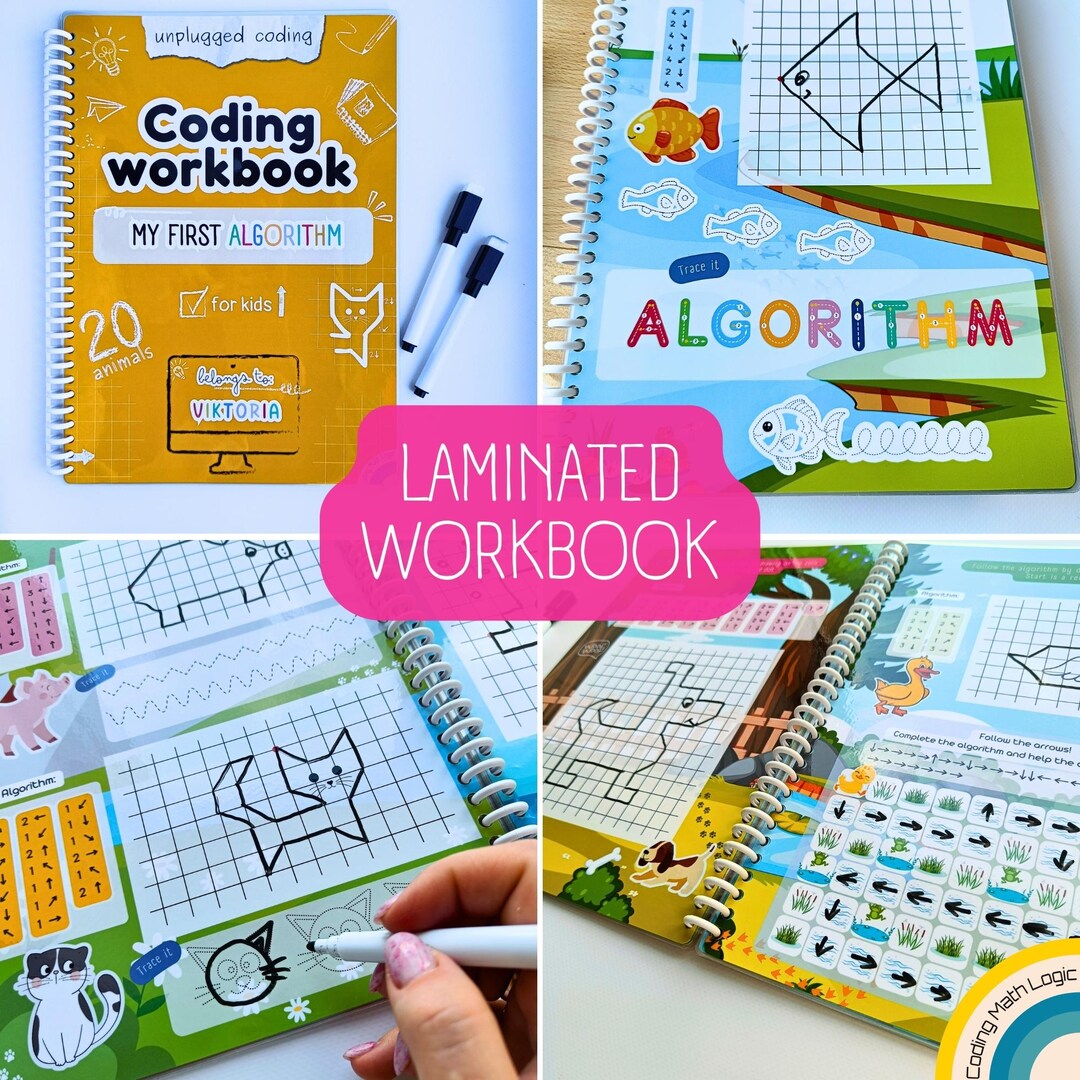 Coding Workbook Dry Erase Coding for Kids Homeschool Workbook Laminated ...
