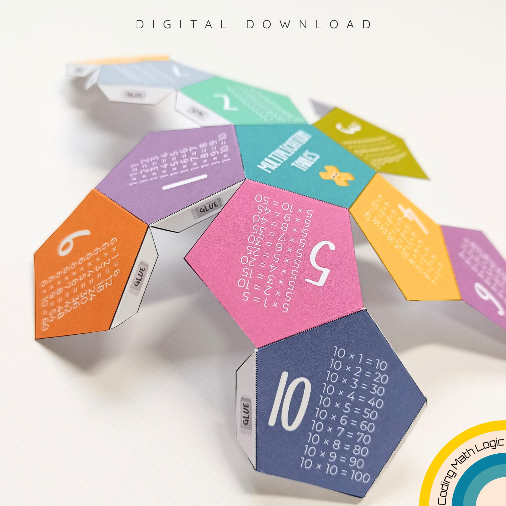 Multiplication Table DIY Math Game: Printable Dodecahedron (PDF ...