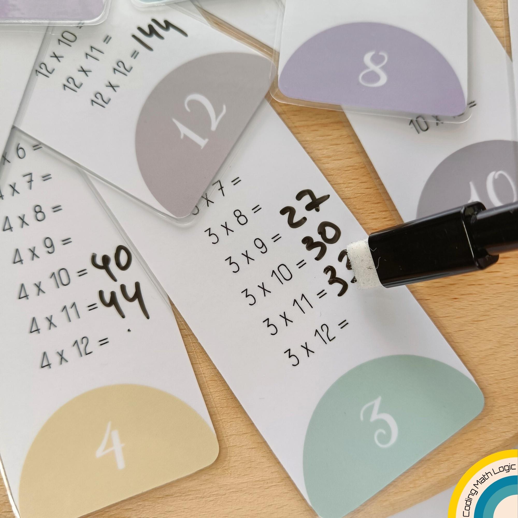 Multiplication Tables Flashcards 1-12 Kids Times Tables Card Set - Etsy