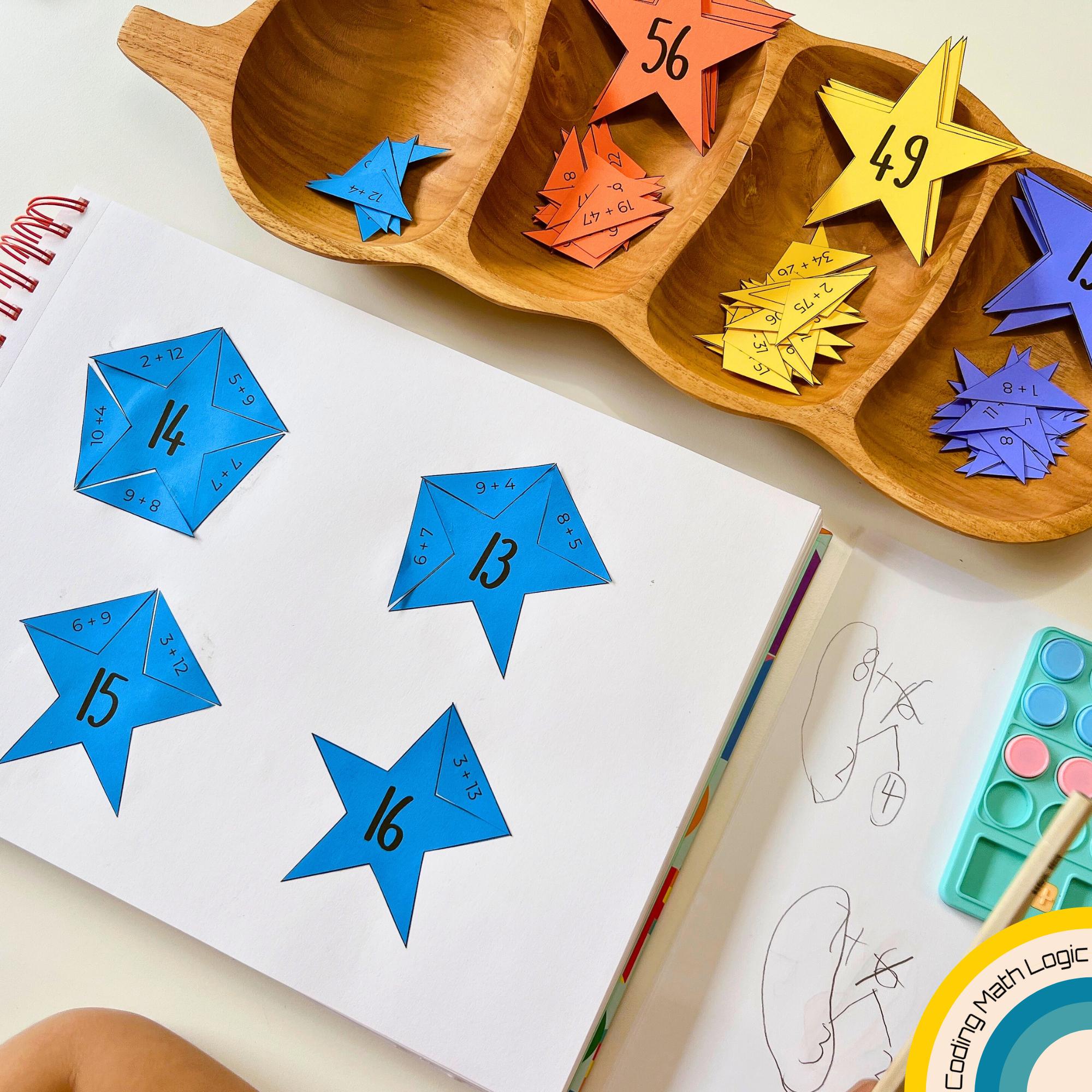 Addition Subtraction Math Game: Printable Star Worksheets (PDF Download ...