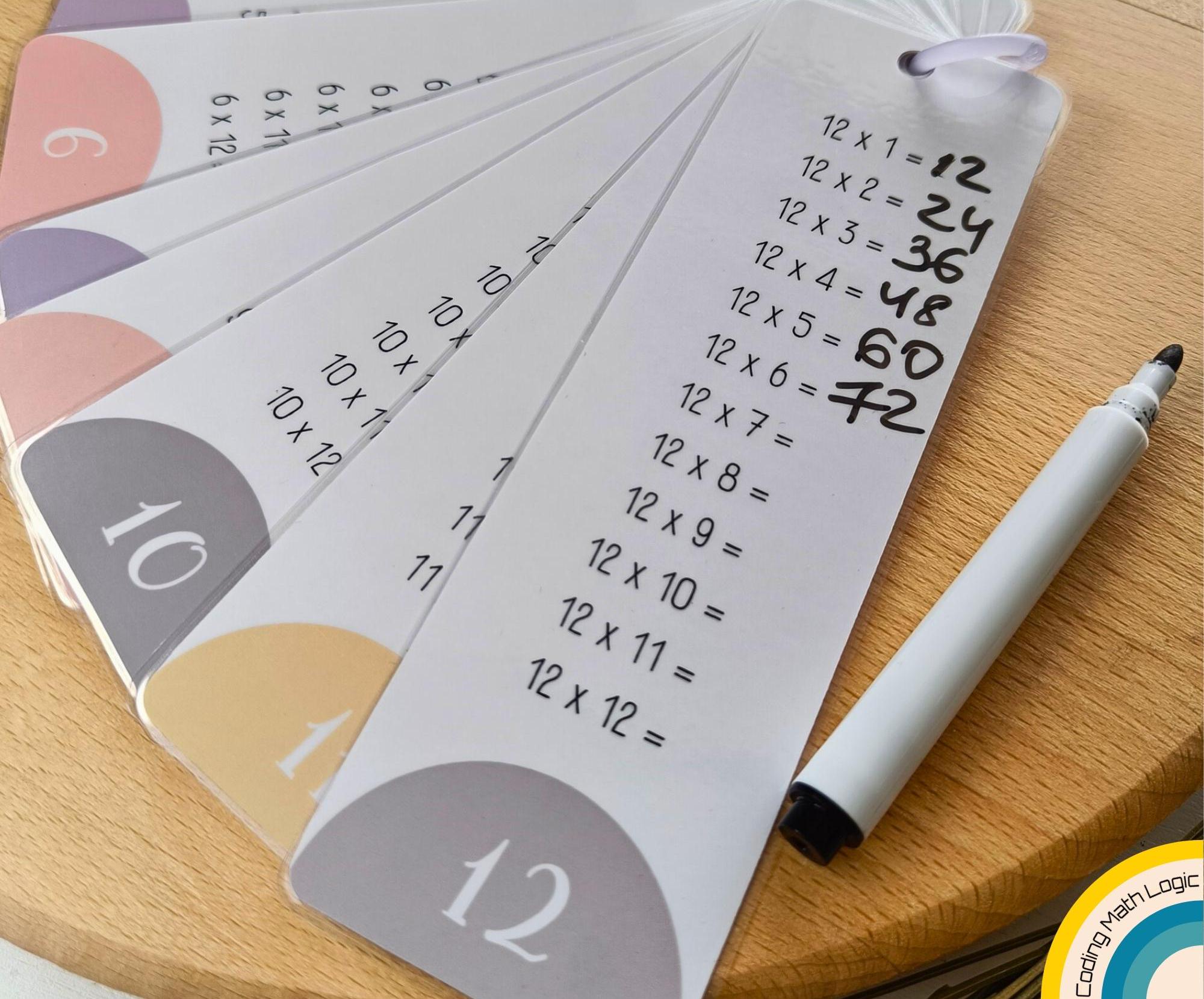 Multiplication Tables Flashcards 1-12 Kids Times Tables Card Set - Etsy