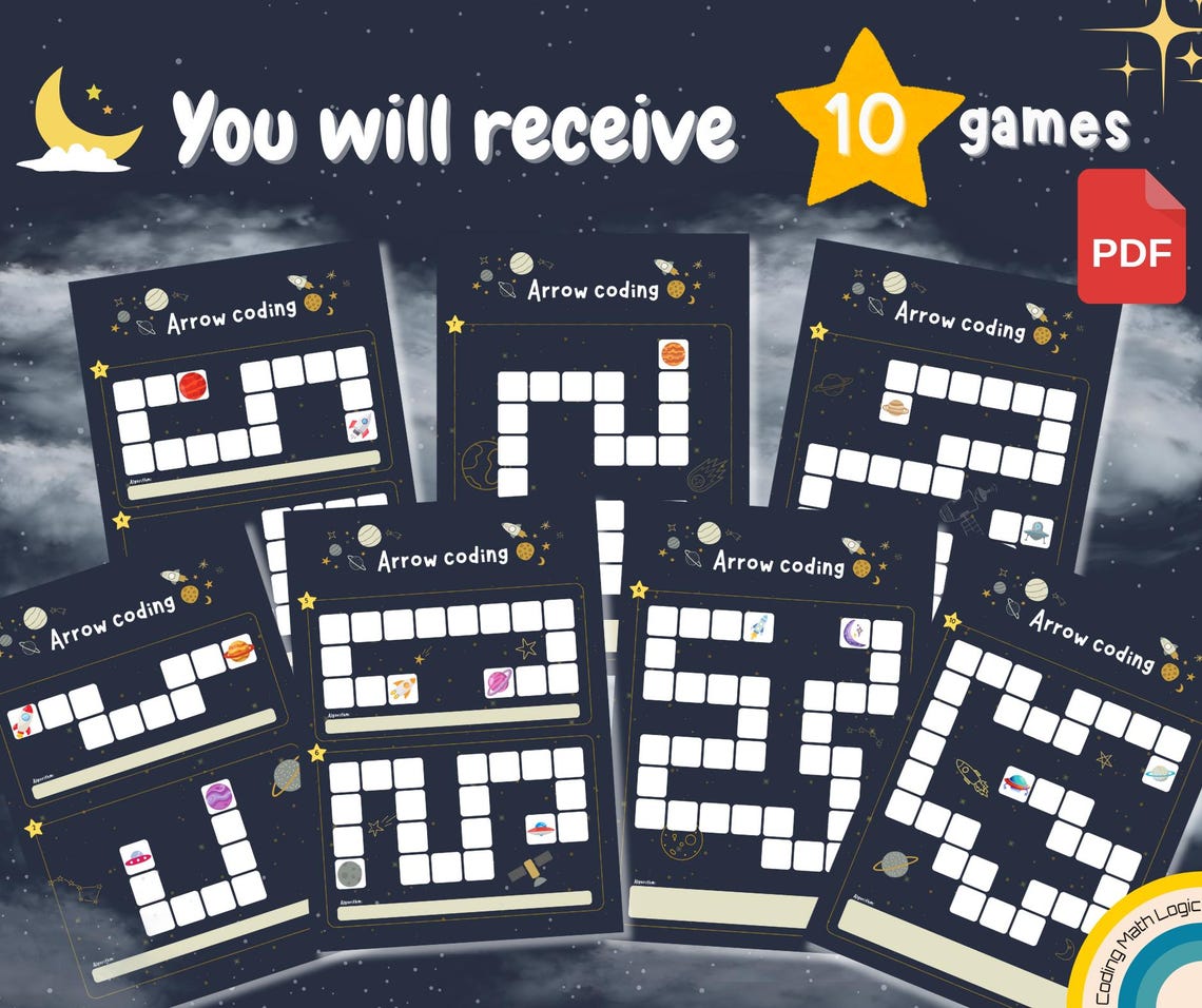 Space Coding Worksheets: Arrow Coding, Preschool Printable (digital ...