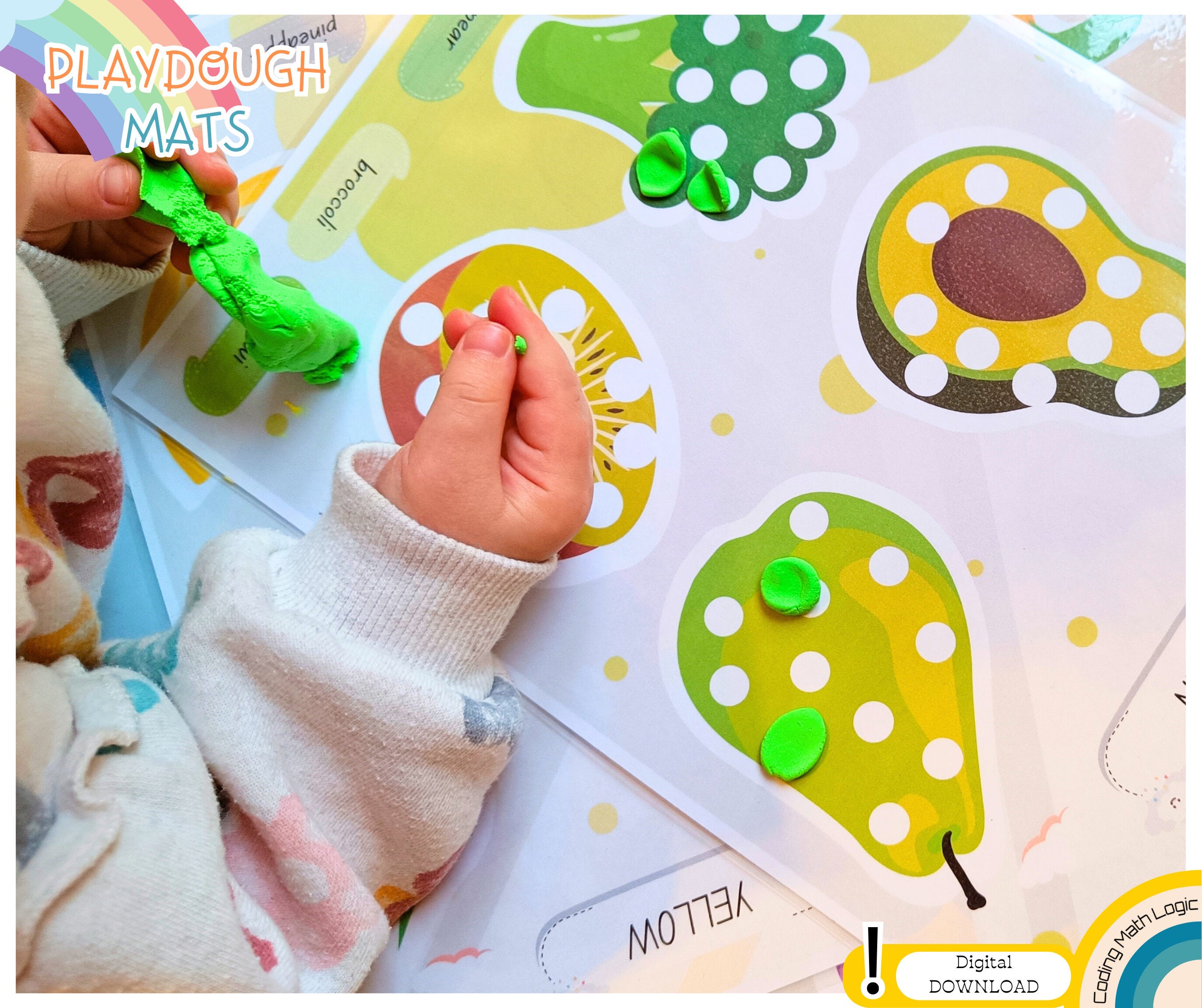 Playdough Mats Rainbow Colors Printable Playdough Activity toddler ...