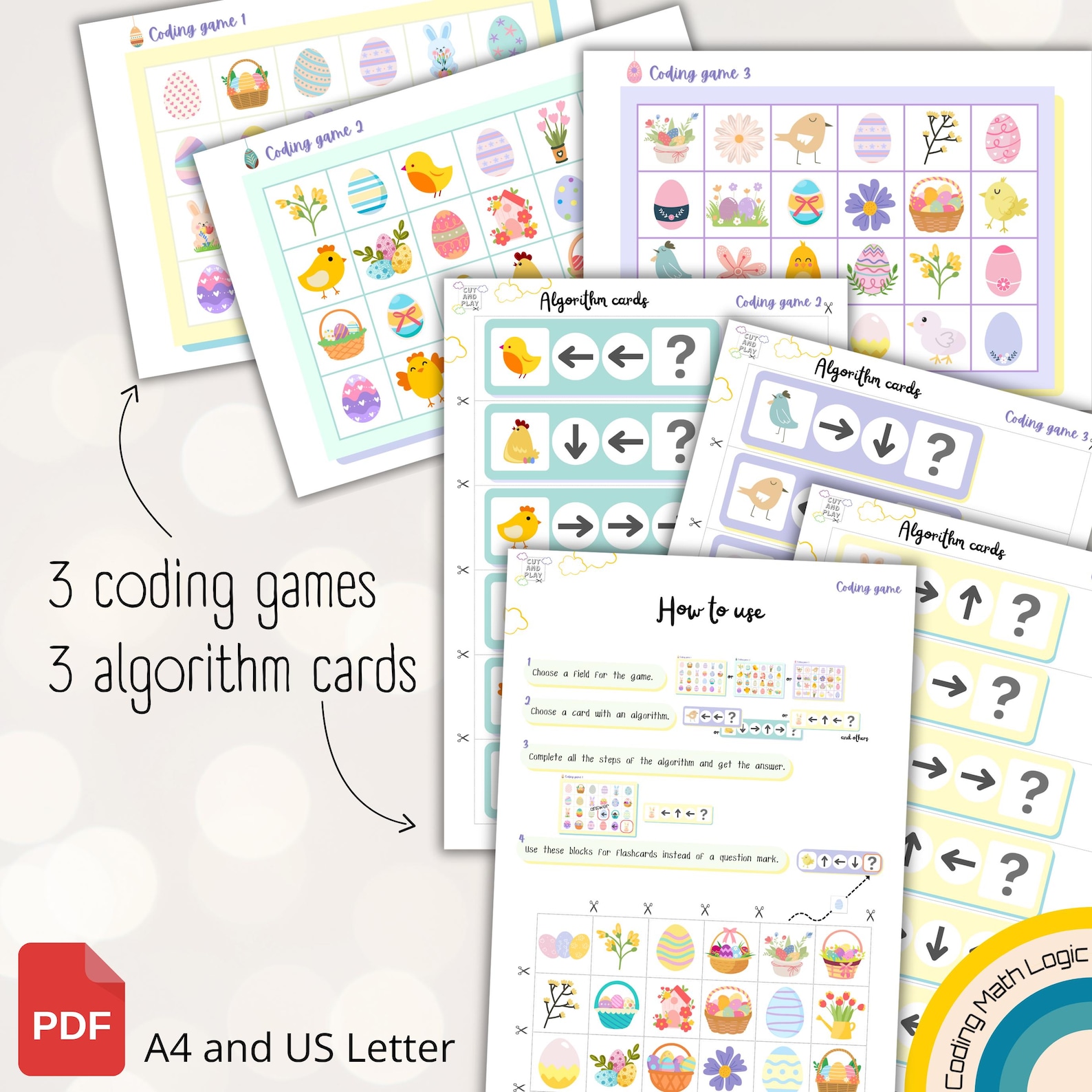 Easter Coding Activity: Spring Logic Games for Kids (digital Download ...