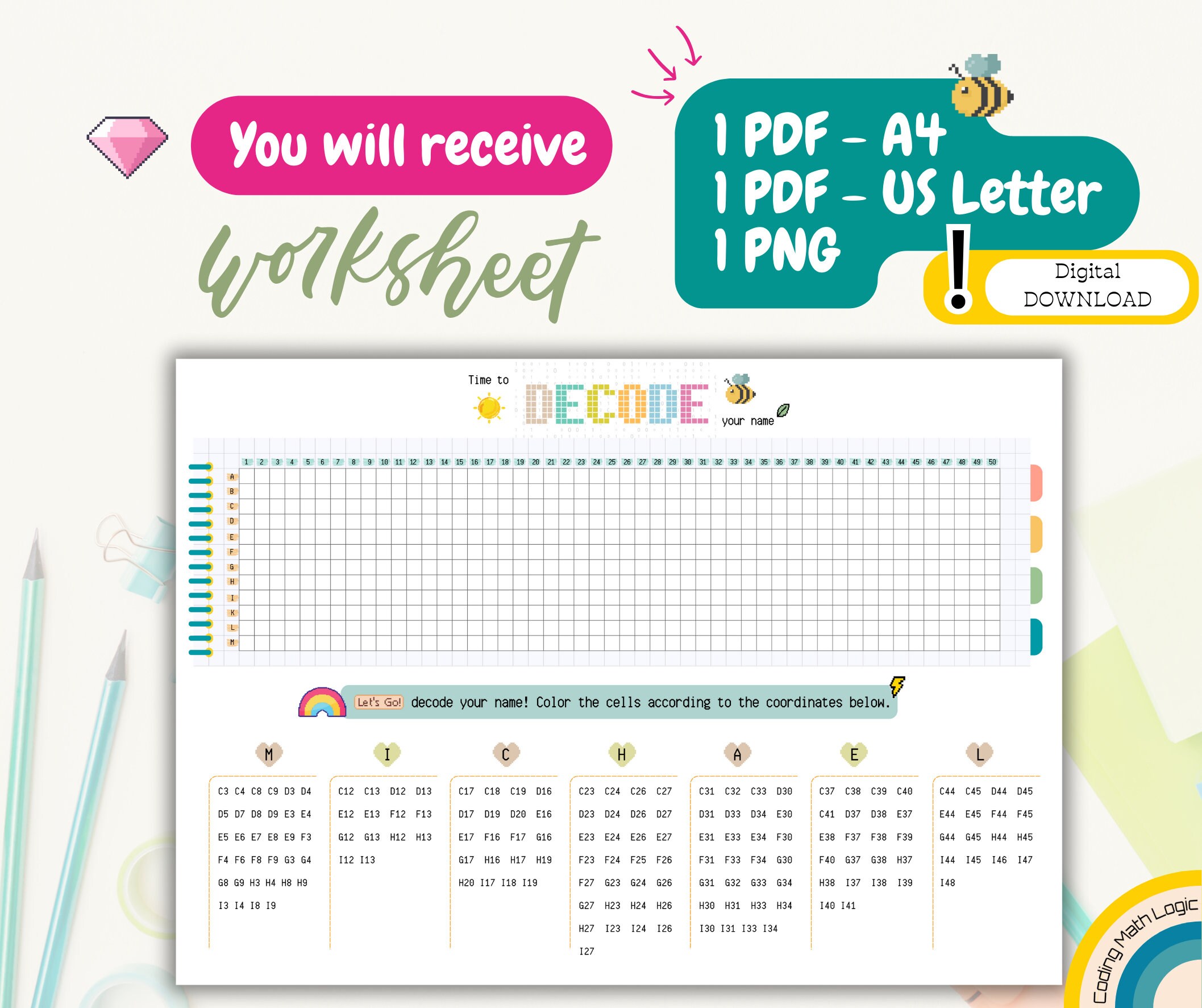 Coding for Kids Decoding Worksheet Custom Name Worksheets Name Practice ...