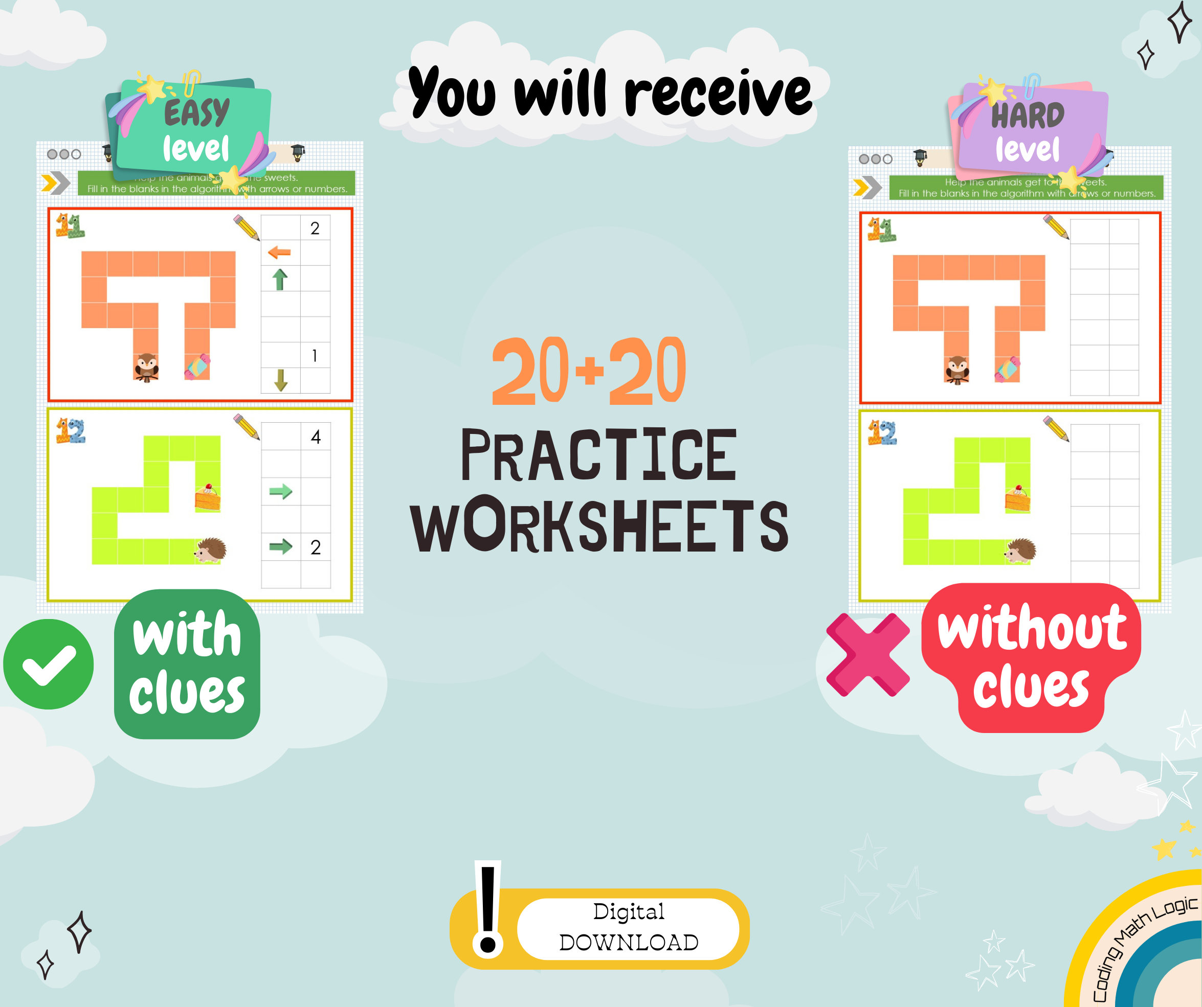 Coding for Kids Worksheet: Arrows Logic Game (digital Download) - Etsy