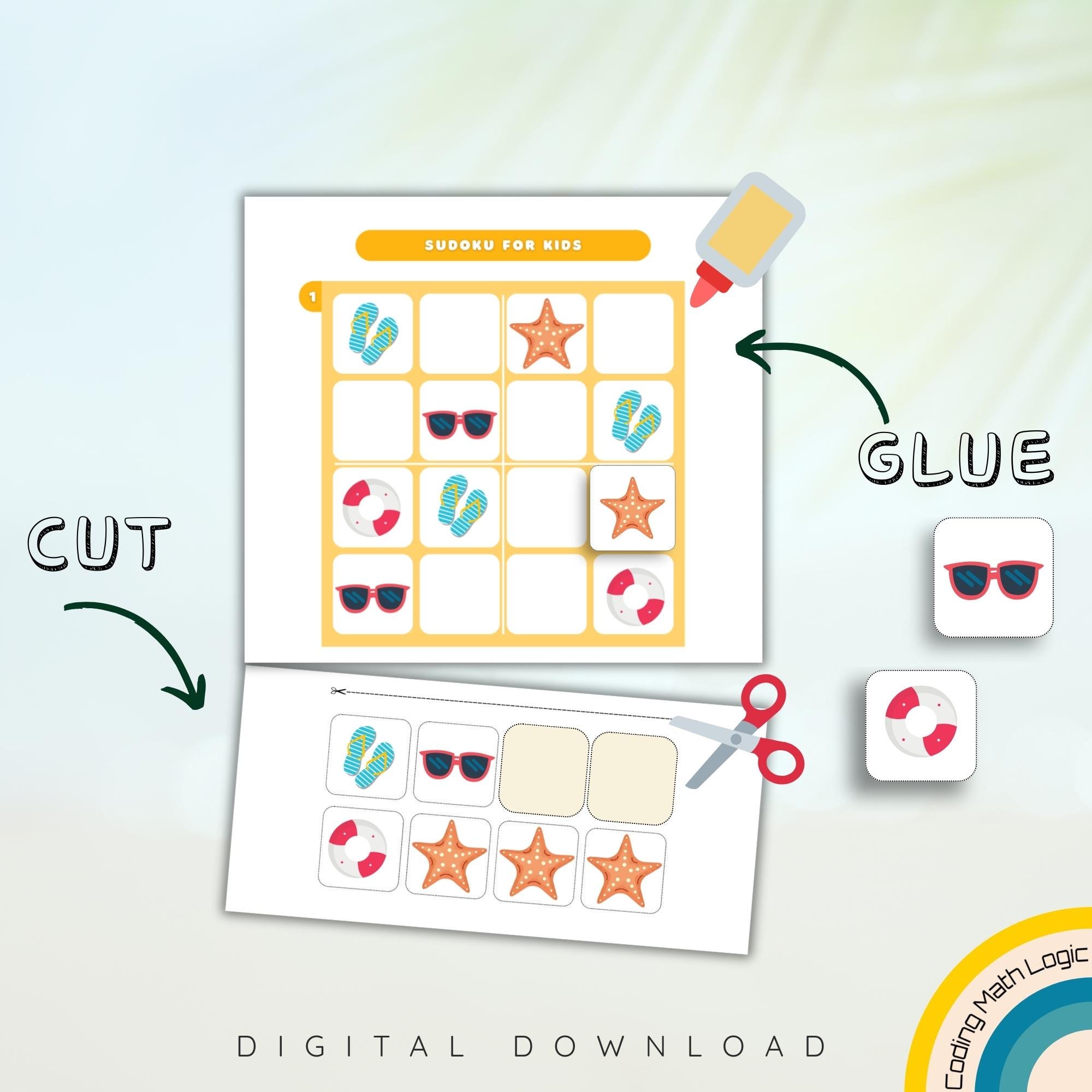 Summer Sudoku for Kids: Logic Puzzles, Brain Activity (PDF) - Etsy