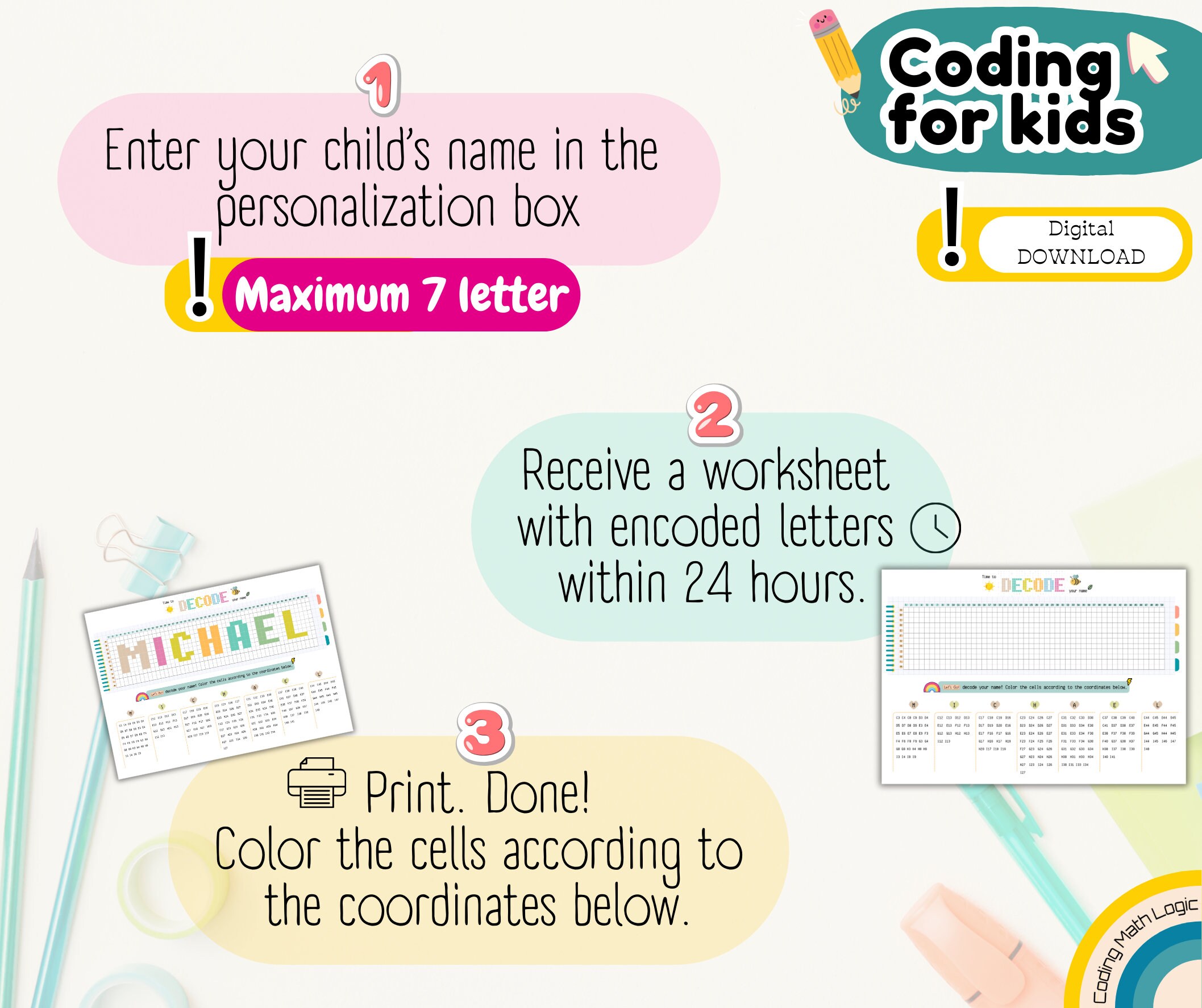 Coding for Kids Decoding Worksheet Custom Name Worksheets Name Practice ...